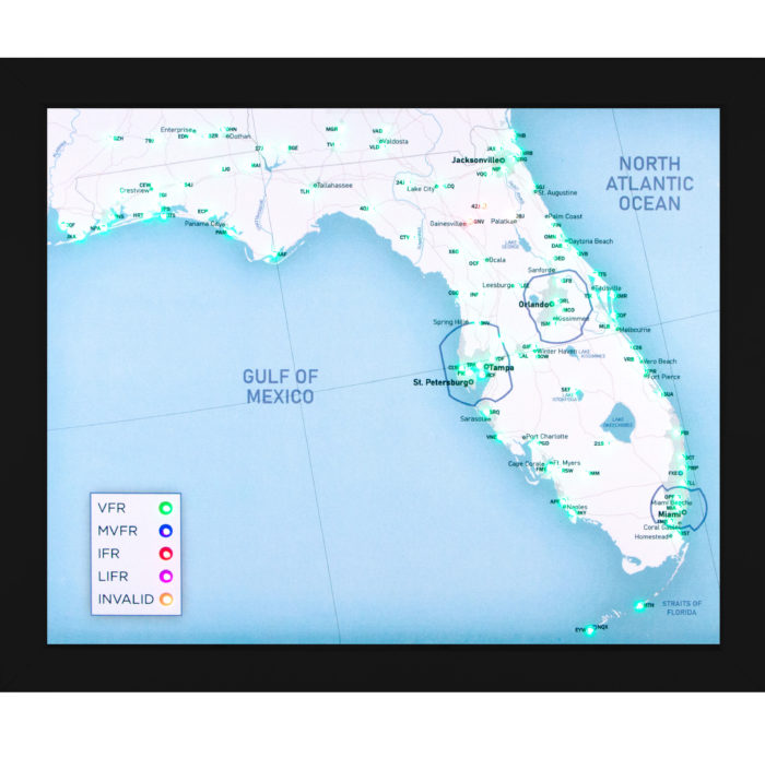 Florida METAR Map small with 100 LEDs – pilotMap