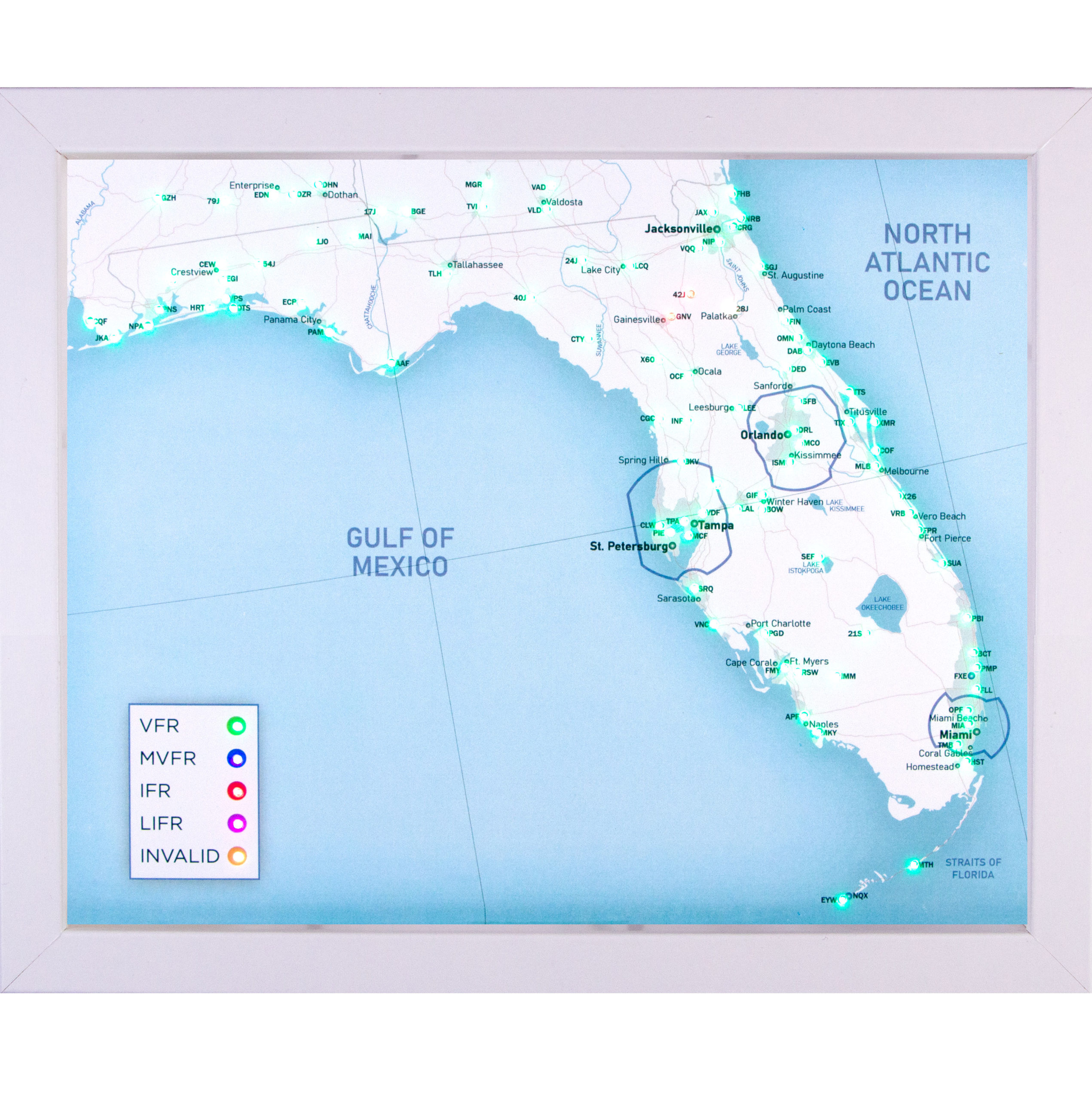 Florida METAR Map small with 100 LEDs – pilotMap