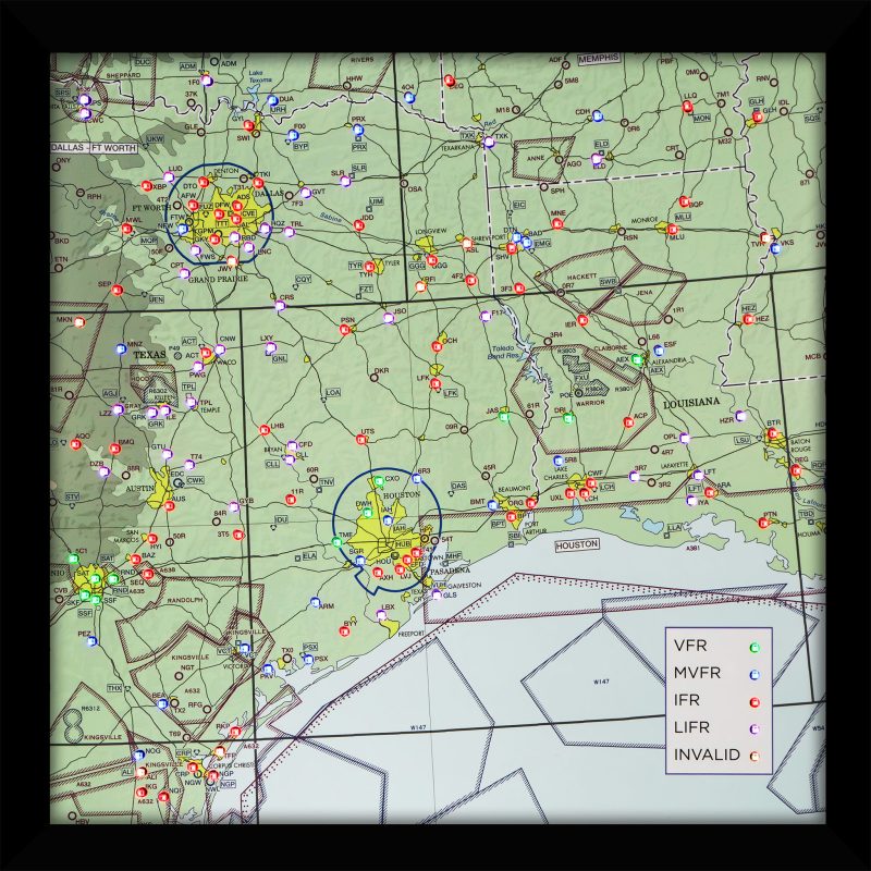 Texas METAR map small with 142 LEDs (with parts of LA, AR) | pilotMap