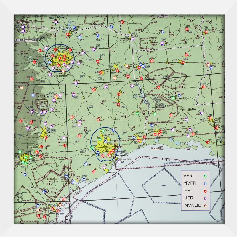 Texas METAR map small with 142 LEDs (with parts of LA, AR) | pilotMap