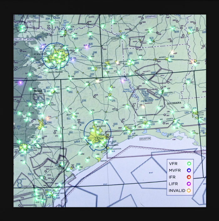 Texas METAR map small with 142 LEDs (with parts of LA, AR) – pilotMap