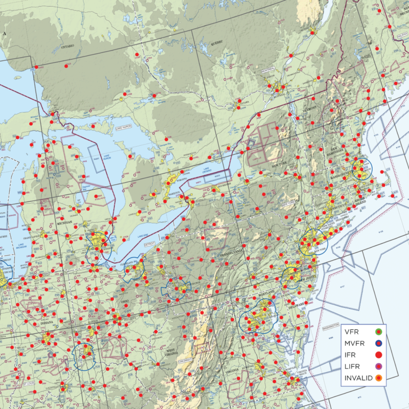 North East USA Map with 377 LEDs – pilotMap